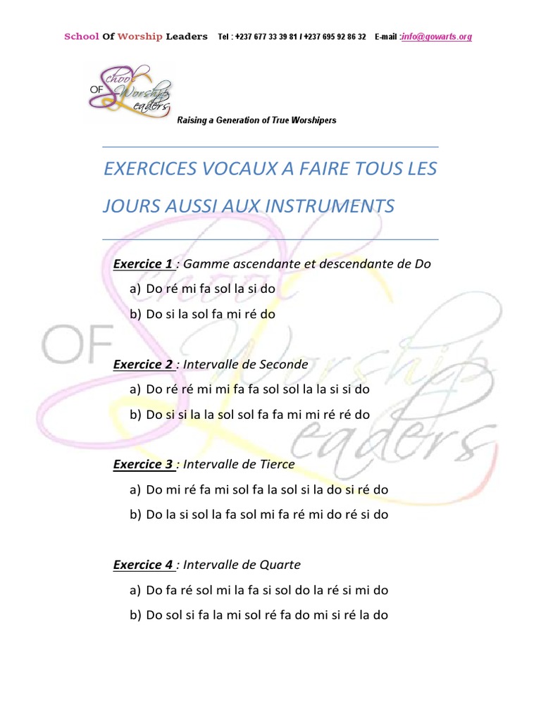 Exercices Vocaux pour Débutants | PDF | Intervalle (Musique) | Gamme ...