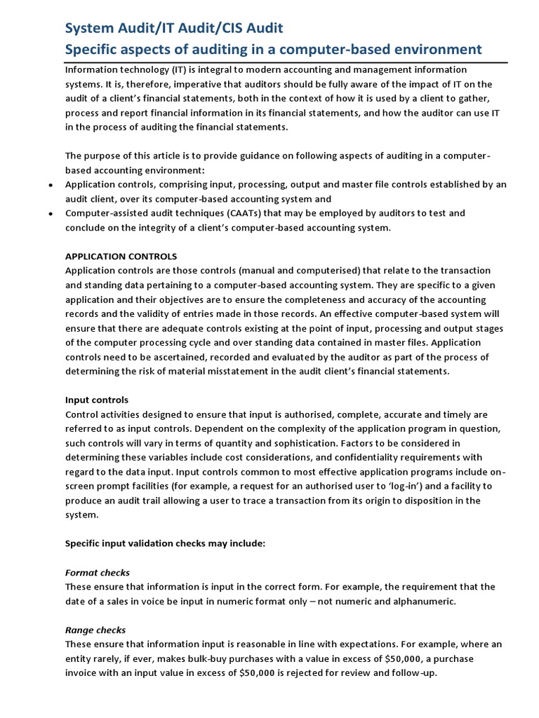 Audit - System Audit - CIS Audit - IT Audit | PDF | Audit | Financial Audit