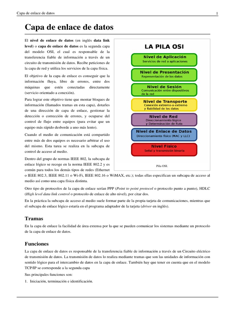 Redes - Capa de Enlace de Datos | PDF | Estándares informáticos ...