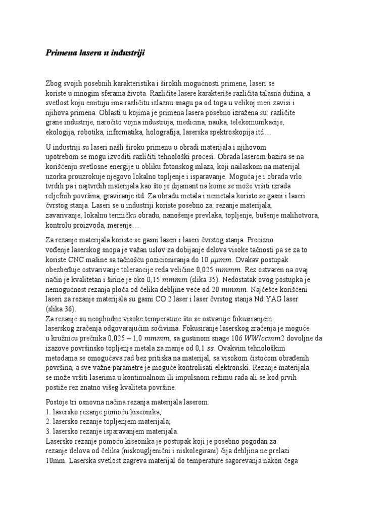 Primena Lasera U Industriji | PDF