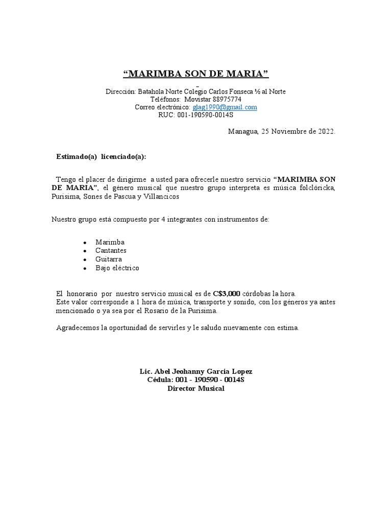 MARIMBA S.D.T L Nueva 25 | PDF