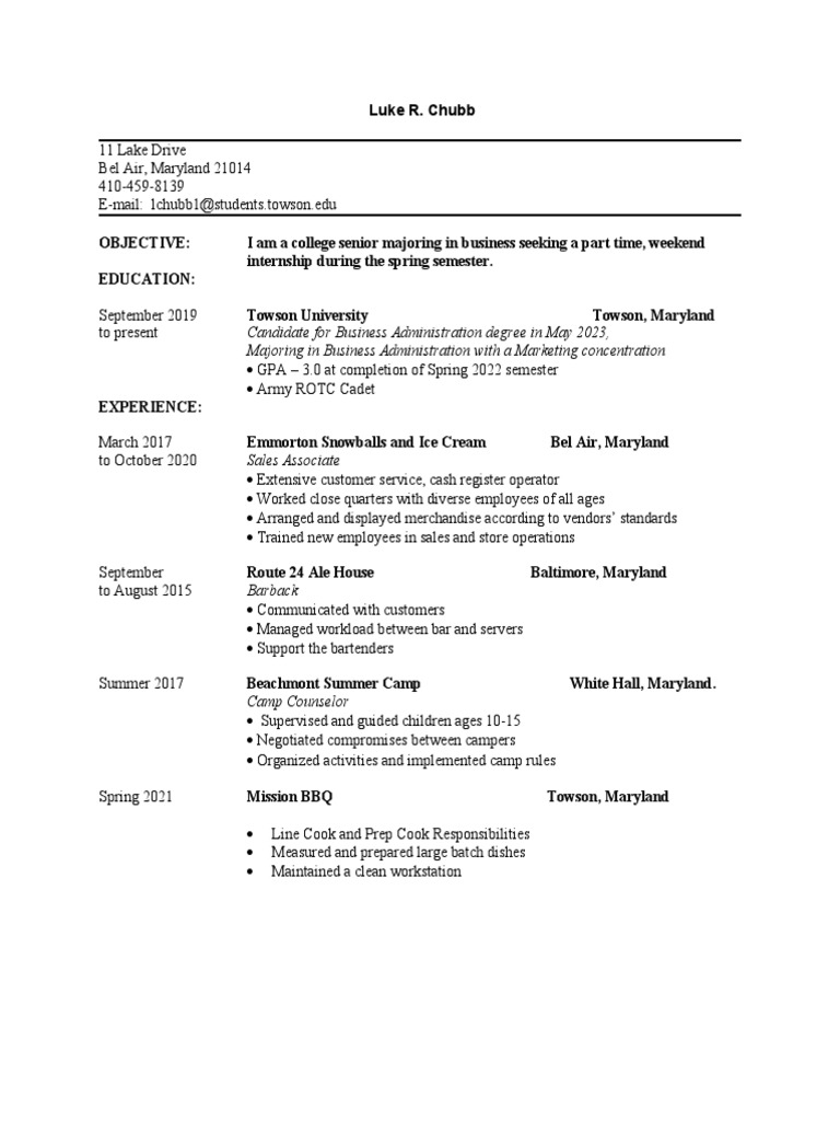 Luke Chubbs Resume | PDF