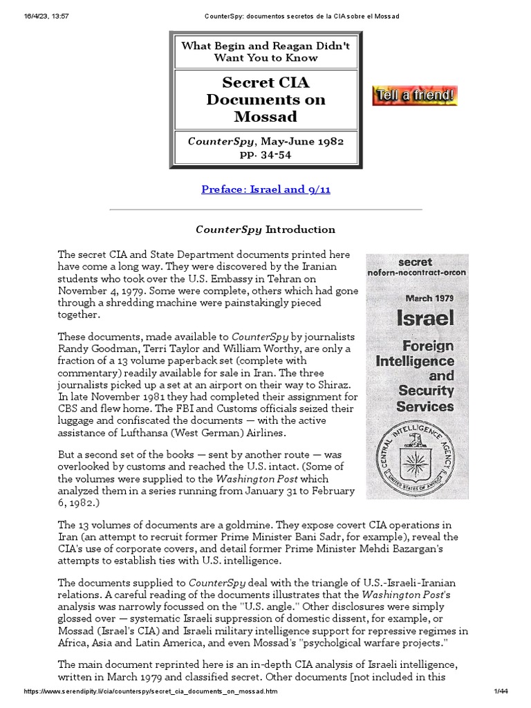 CounterSpy - Documentos Secretos de La CIA Sobre El Mossad | PDF ...