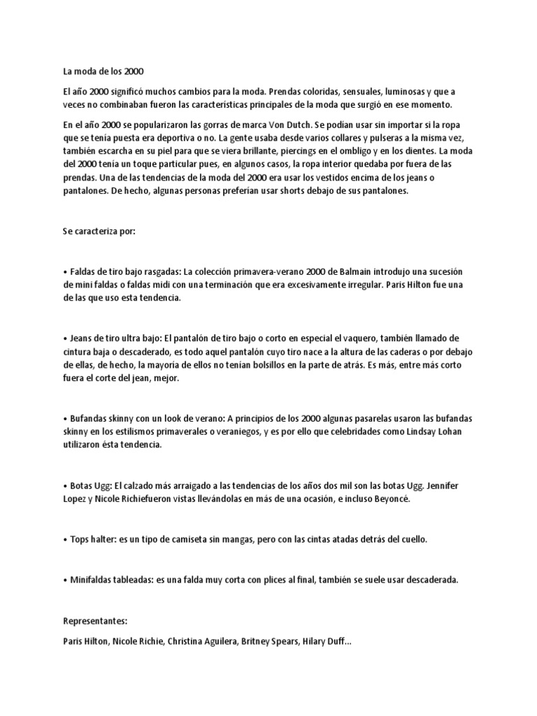 Moda icónica de los 2000 | PDF | Pantalones | Moda
