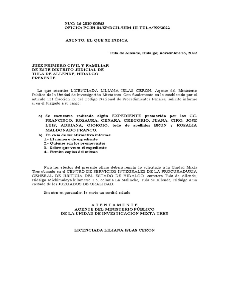 Oficio Juzgado Civil | PDF Oficio Juzgado Civil | PDF