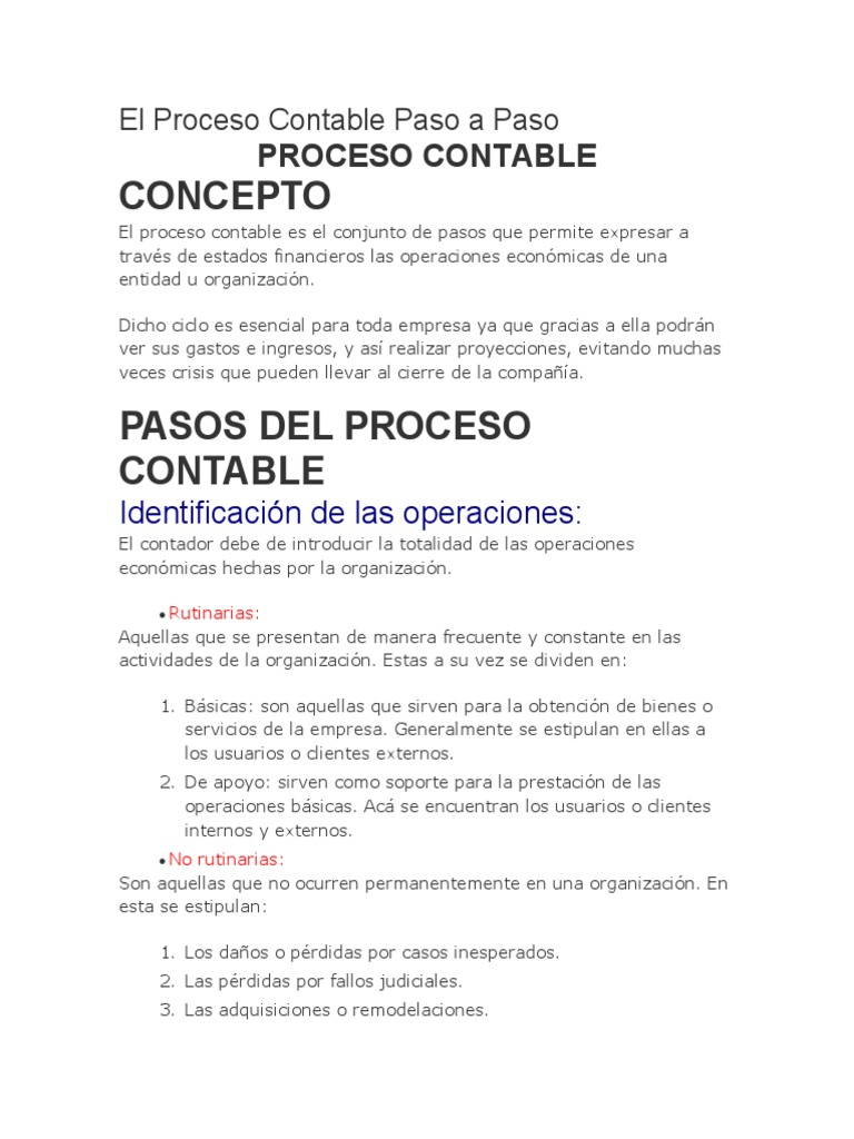 El Proceso Contable Paso A Paso | PDF | Contabilidad | Estado financiero