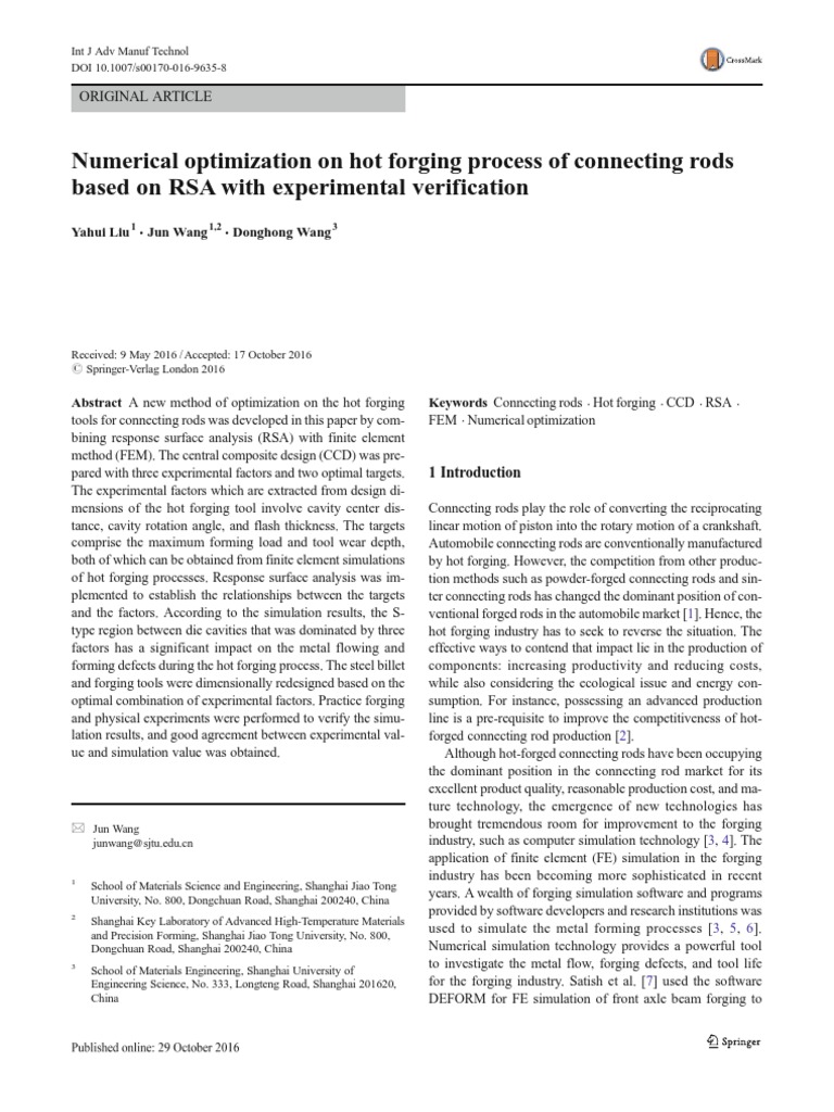 Numerical Optimization On Hot Forging PR | PDF | Forging | Simulation