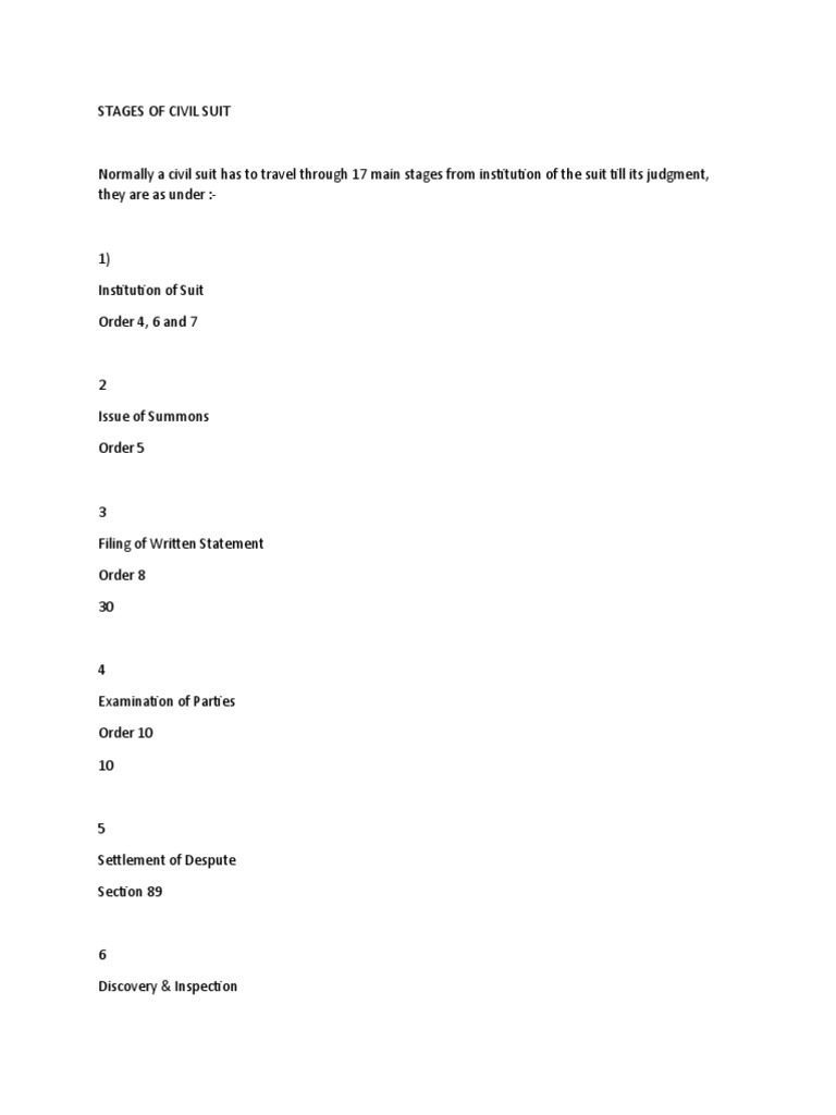 Stages of Civil Suit | Download Free PDF | Lawsuit | Witness