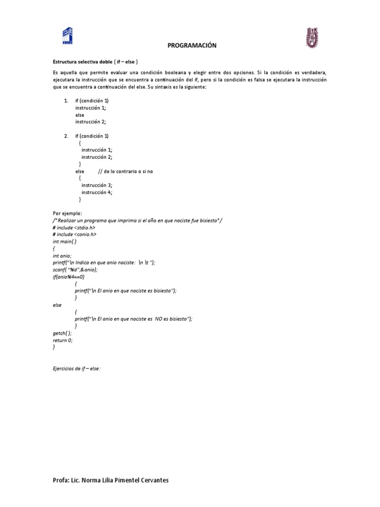 Estructuras condicionales if-else y if anidado en C++ | PDF ...