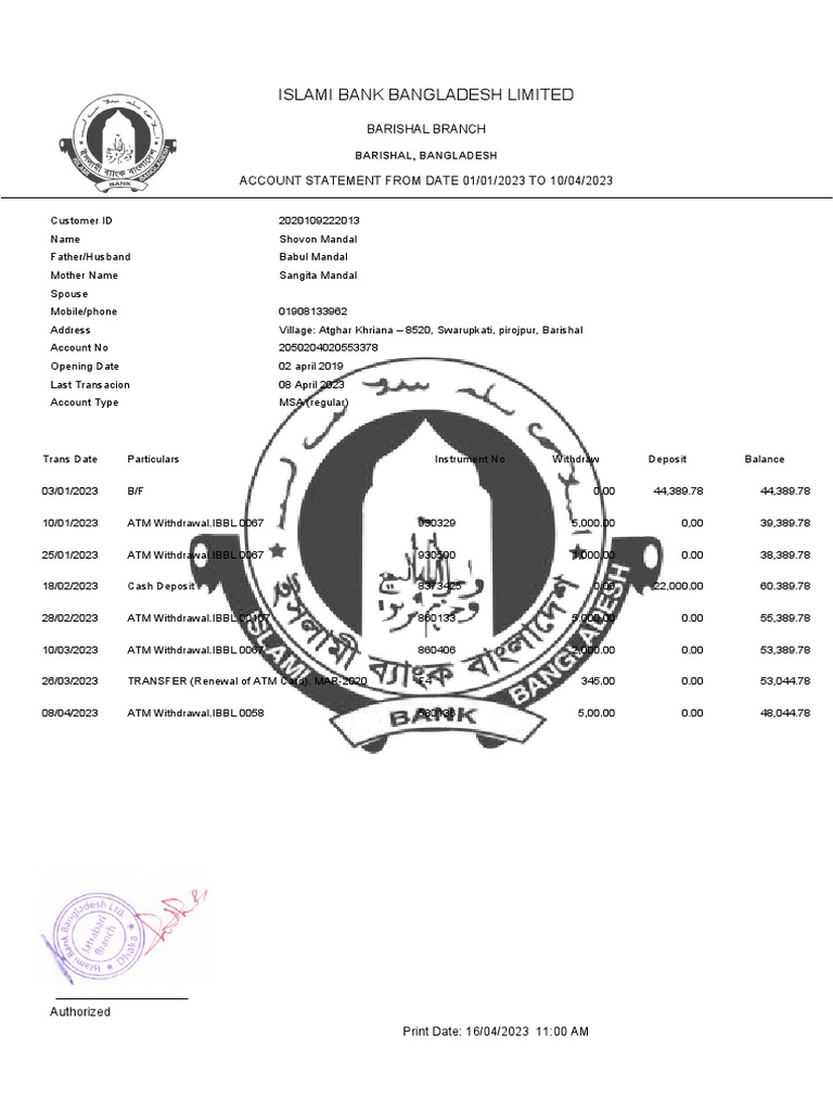 Bank Statment | PDF | Finance & Money Management