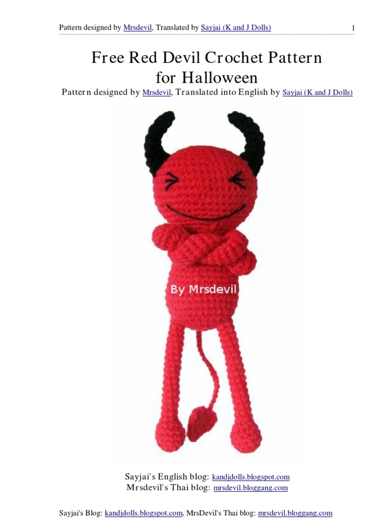 Free Red Devil Crochet Pattern for Halloween | Amigurumi | Crochet