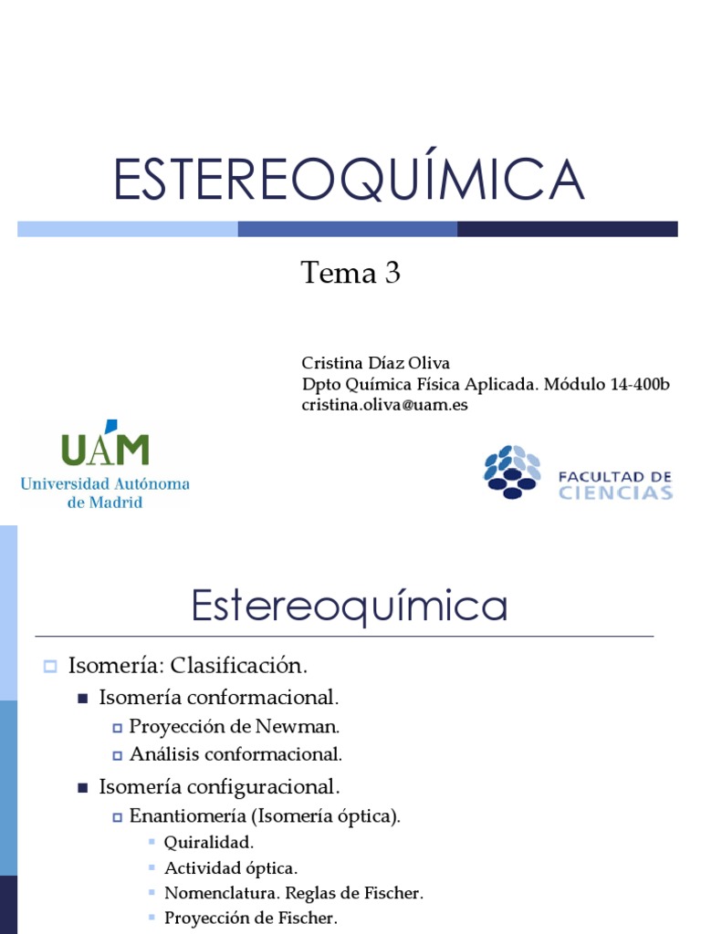 T3 - Estereoquímica | PDF | Chiralidad (Química) | Isómero