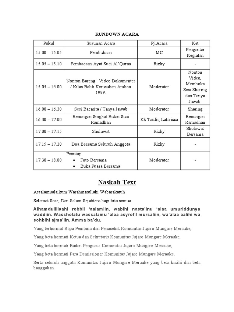 Naskah MC Dan Moderator | PDF