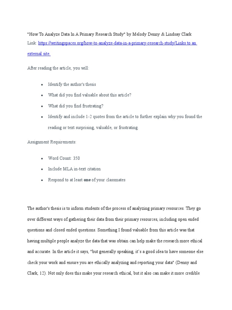How To Analyze Data in A Primary Research Study Discussion | PDF | Data ...