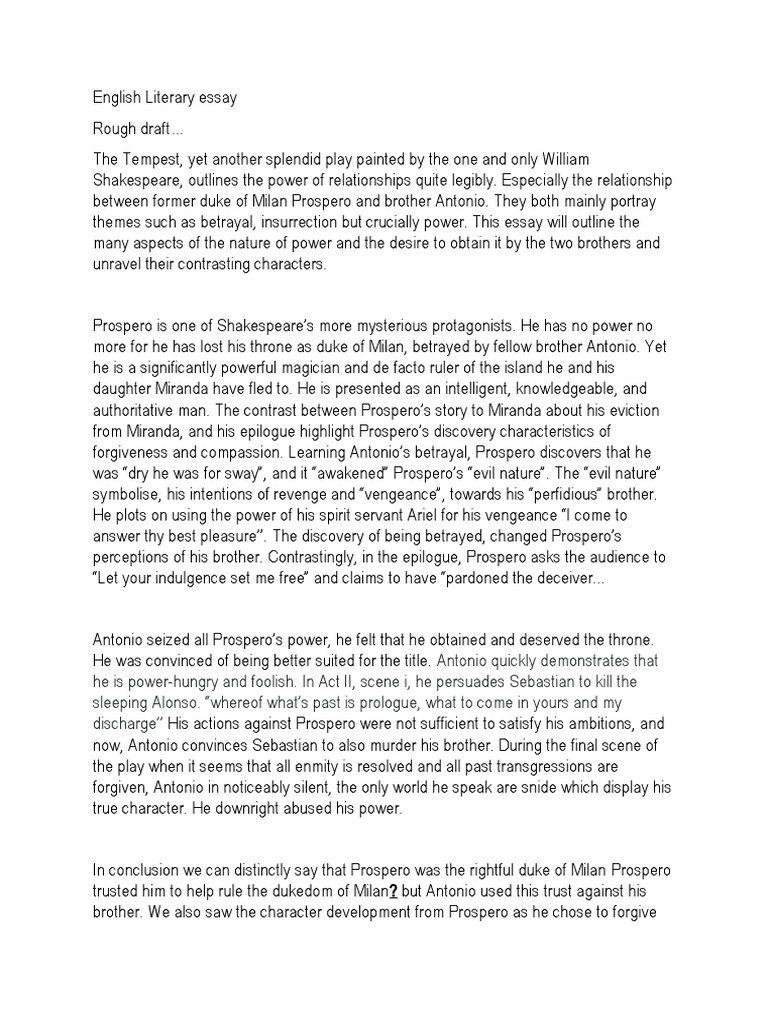English Literary Essay Grade 12 | PDF | The Tempest