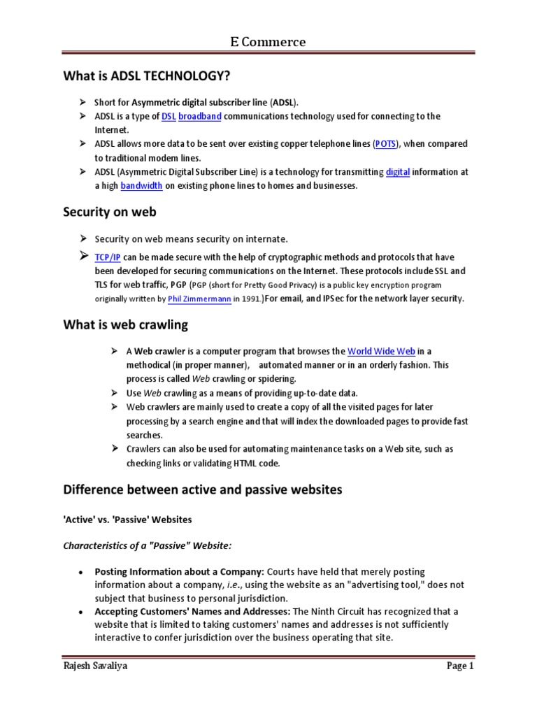 What Is Adsl Technology?: E Commerce | PDF | World Wide Web | Internet & Web