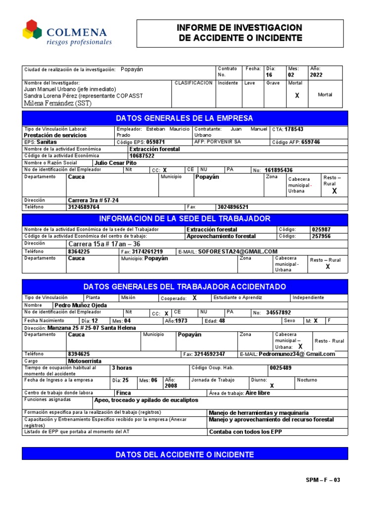 Formato Furat | PDF | Lesión | Causas de la muerte