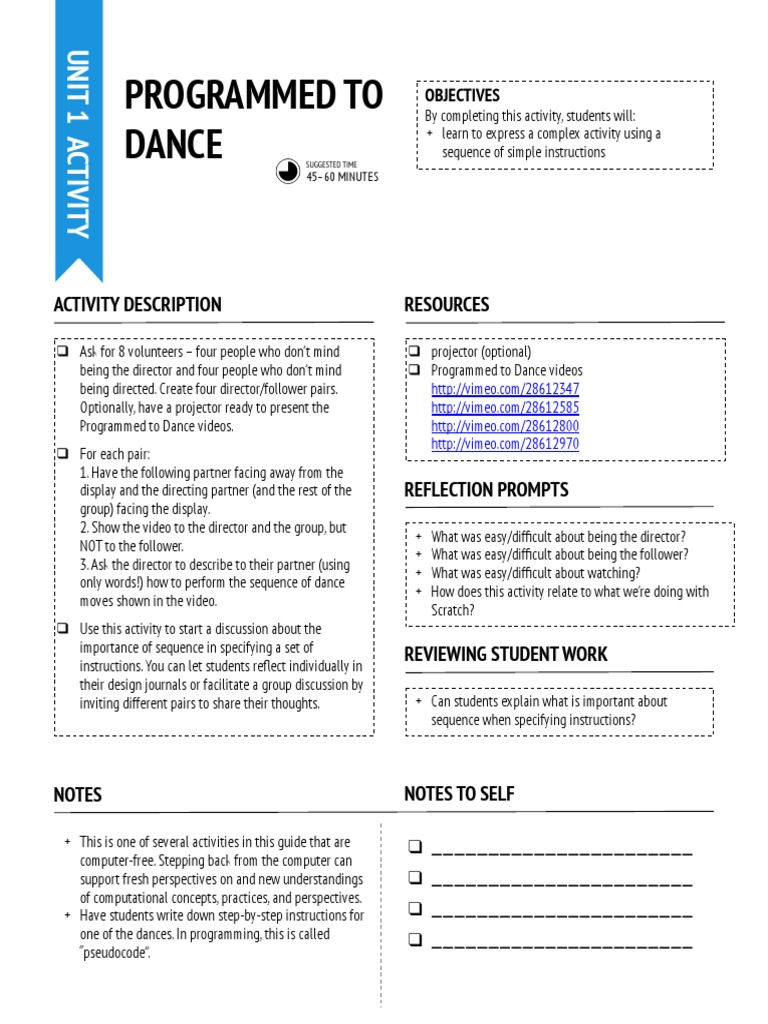 Unit 1 - Exploring - Programmed To Dance | PDF | Learning | Cognitive ...