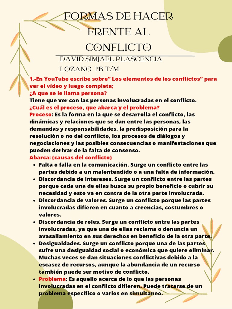 Formas de Hacer Frente Al Conflicto | PDF | Desigualdad social ...