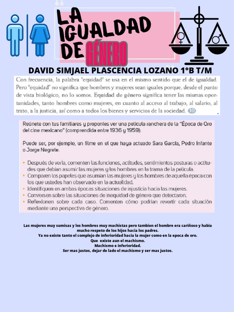 Igualdad de Género: Un Derecho Humano | PDF | Estudios de género ...