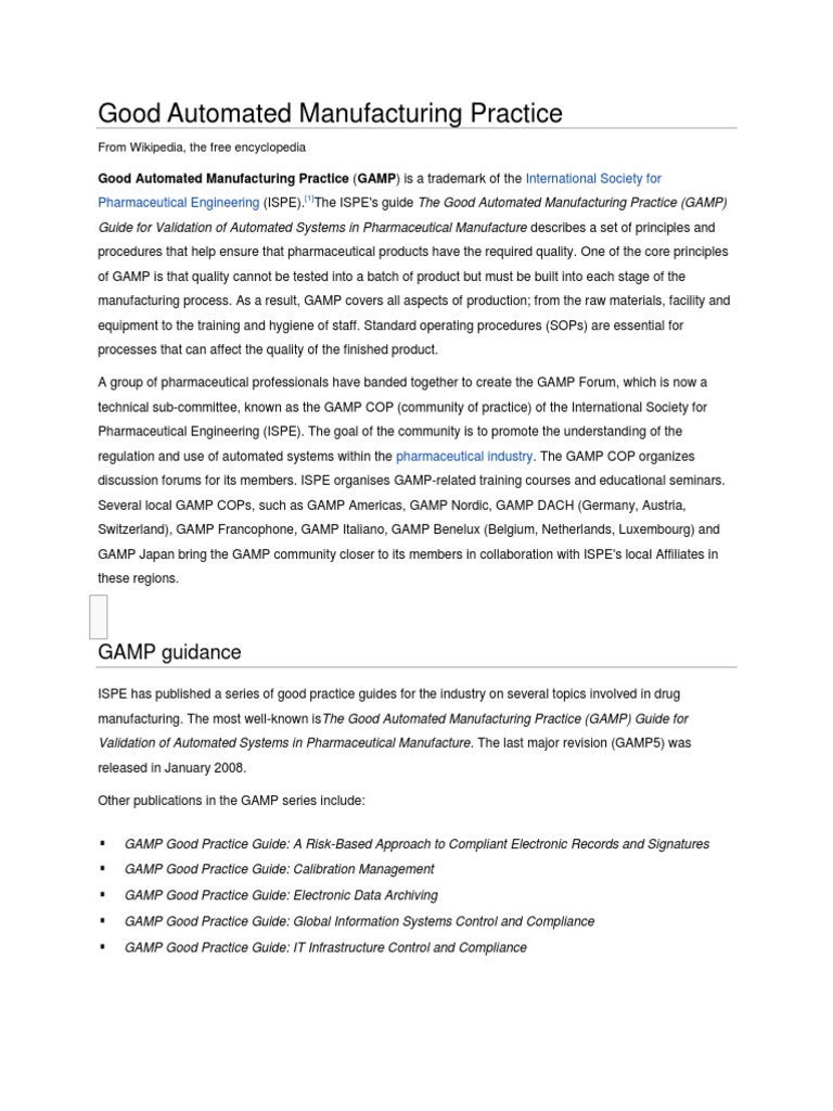 Good Automated Manufacturing Practice | PDF | Business