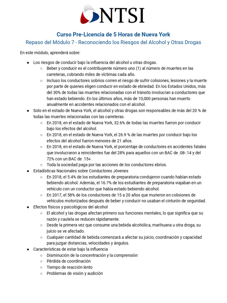 NTSI 5HR OPL Mod7 Guia de Estudio | PDF | Drogas | Etanol