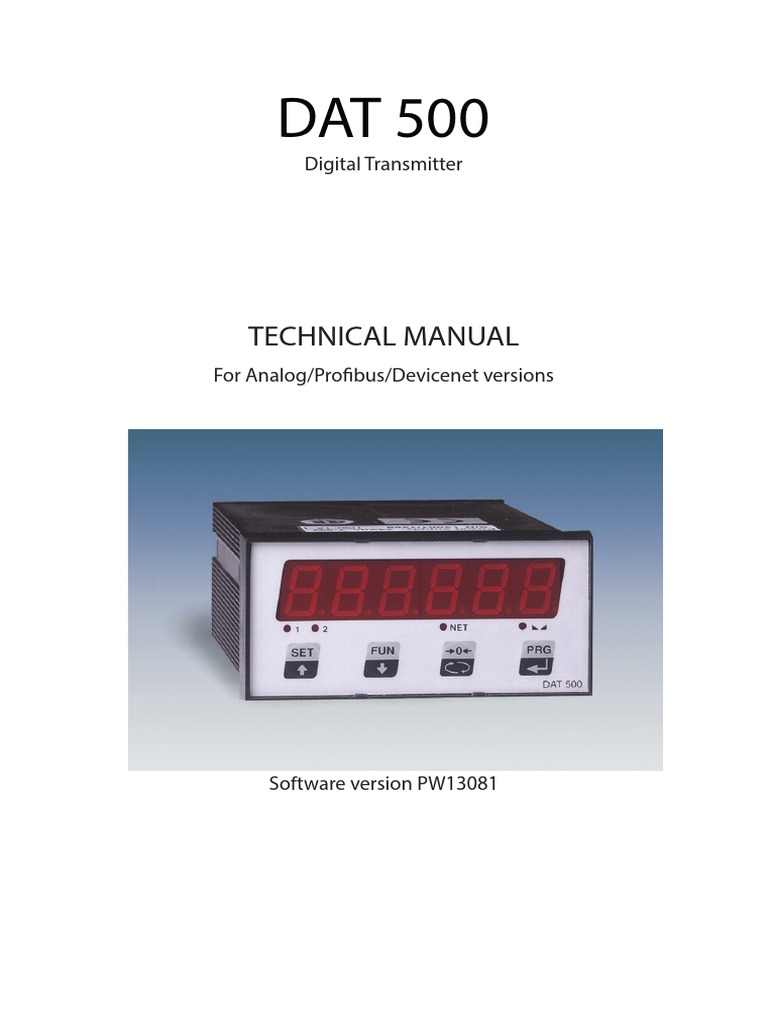 DAT 500 Weight Transmitter Manual | PDF | Power Supply | Menu (Computing)