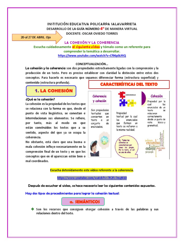 Guía #4-Coherencia y Cohesión | PDF | Adverbio | Teatro