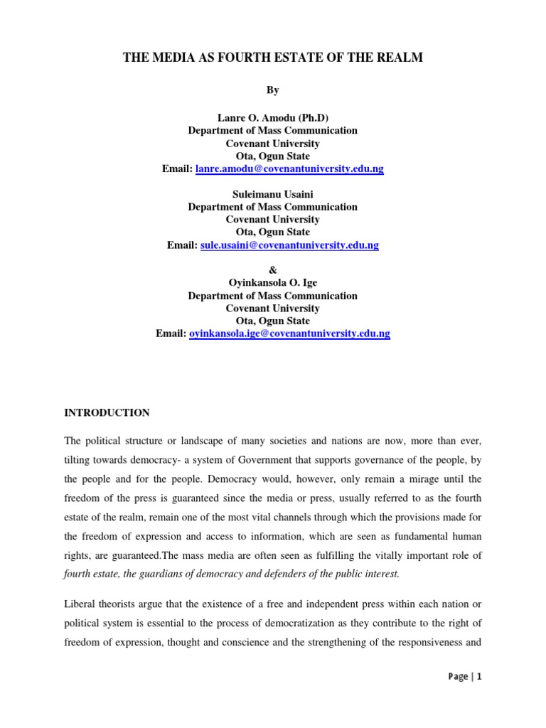 FOURTH_ESTATE_OF_THE_REALM | PDF | Framing (Social Sciences) | Public ...