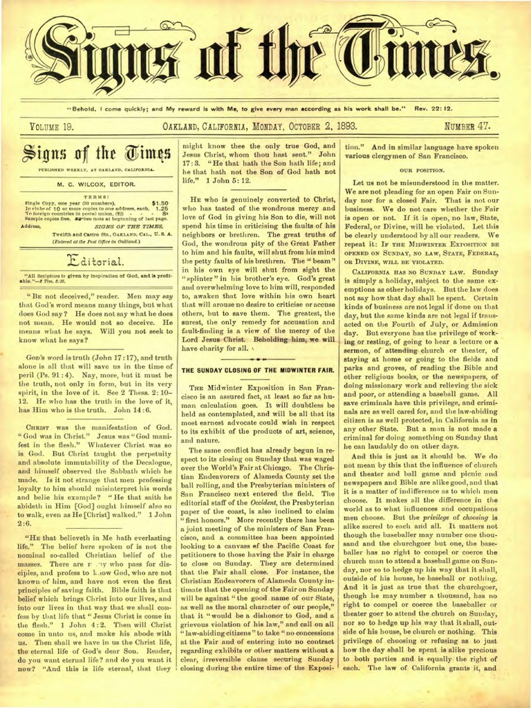 Sunday Closing Debate at Midwinter Fair | PDF | Sanctification | Jesus