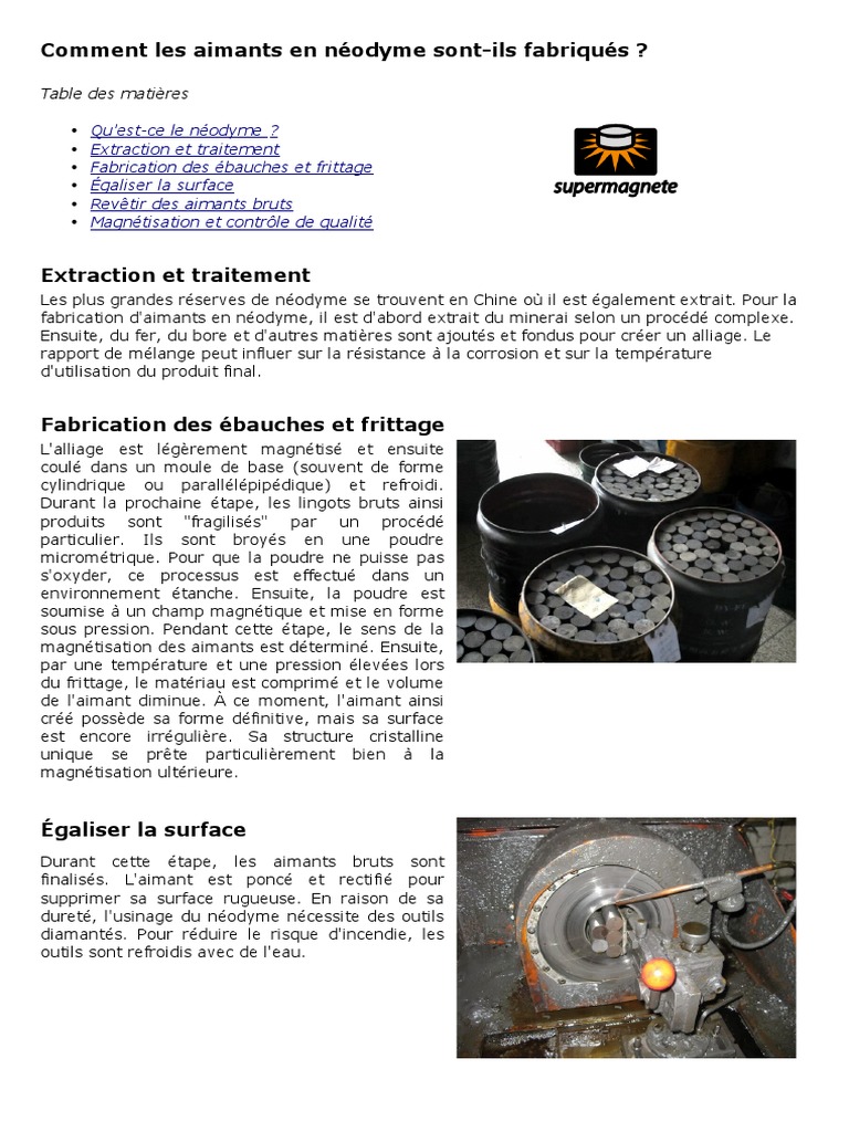 Fabrication des aimants en néodyme | PDF | Aimant permanent | Frittage