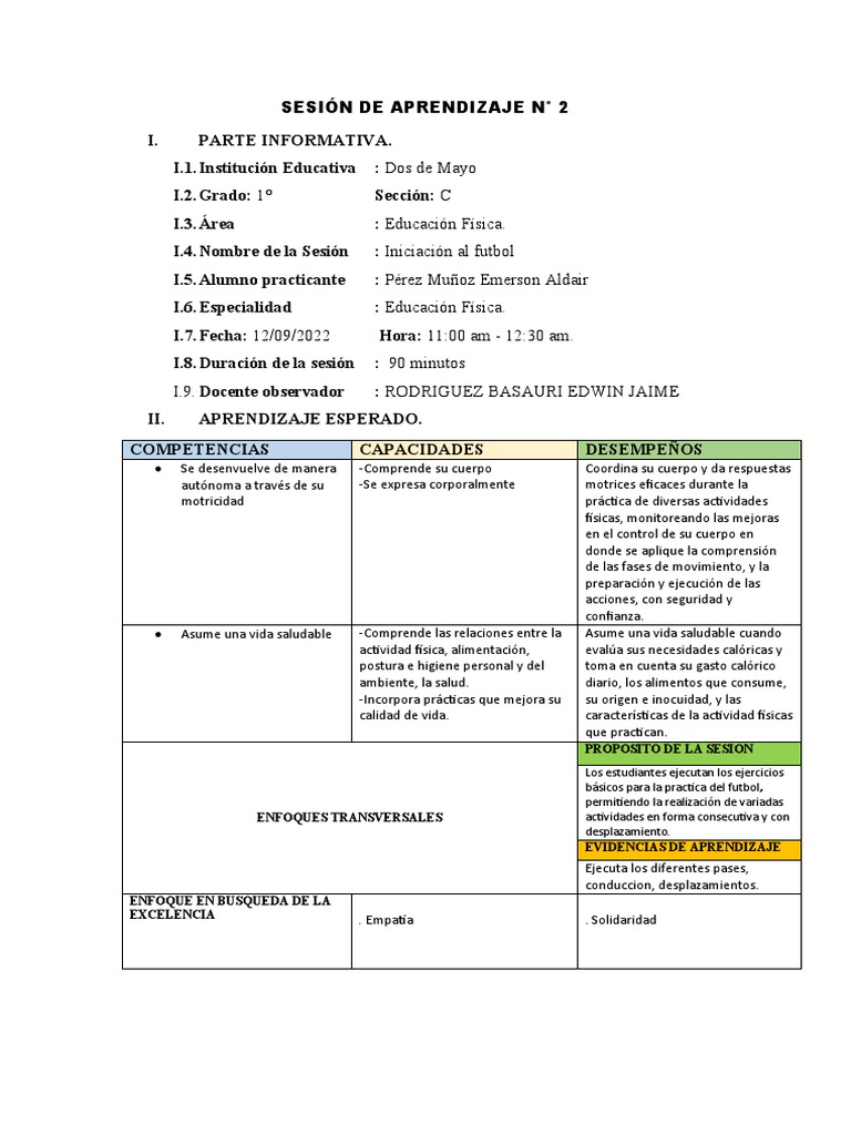Sesión de Aprendizaje #2 | PDF