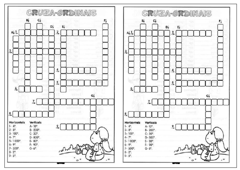 NÚMEROS ORDINAIS - MATEMÁTICA - CRUZADINHA | PDF