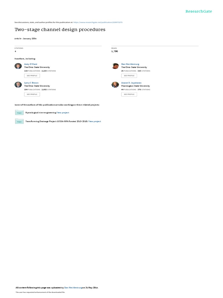 Two-Stage Channel Design Procedures | PDF | Discharge (Hydrology) | River