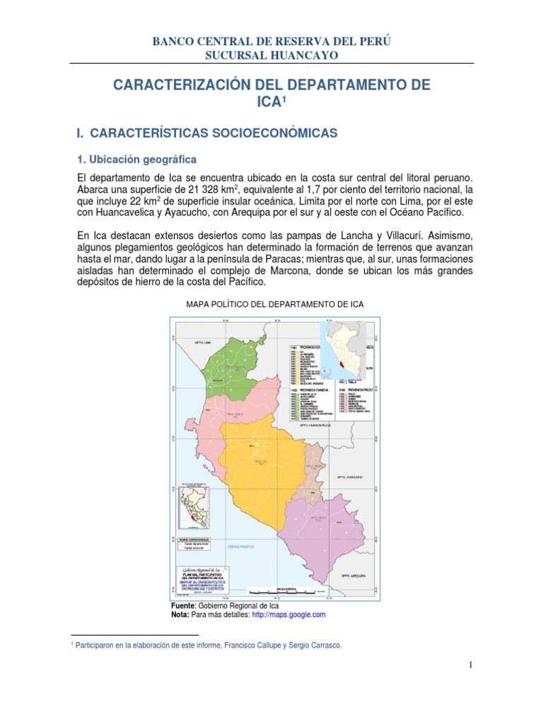 Ica Caracterizacion | PDF | Perú | Minería