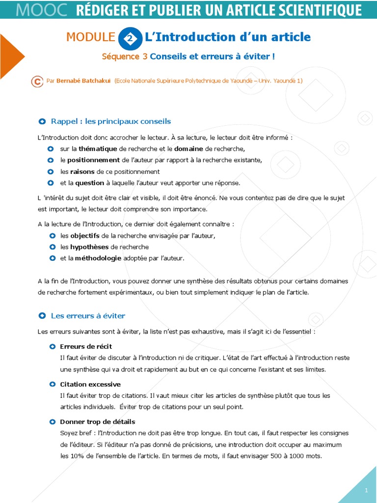 Conseils pour rédiger une introduction efficace | PDF | Évolution de ...