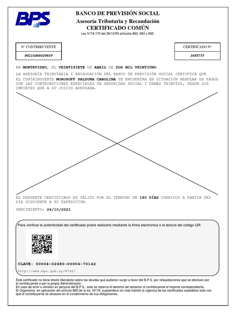 Certificado Común BPS 2021 | PDF | Finanzas y dinero