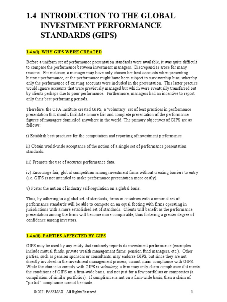 1.4 Introduction To The Global Investment Performance Standards (Gips) | Download Free PDF ...