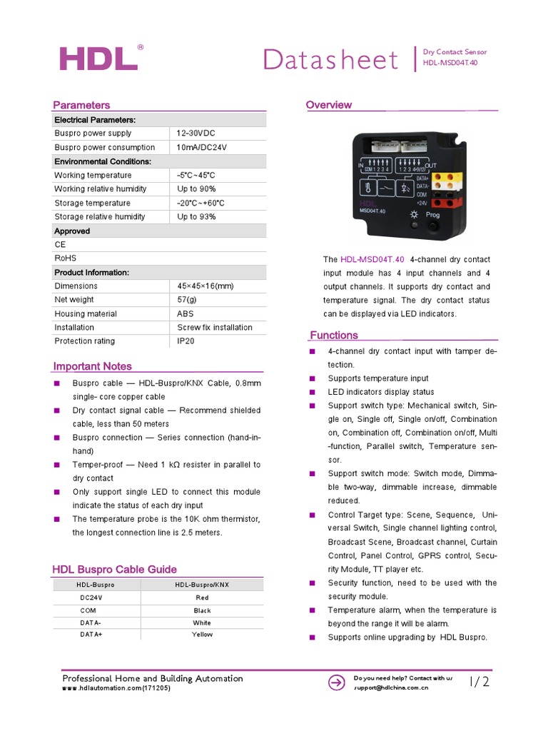 An Overview and Technical Specifications of the HDL-MSD04T.40 4-Channel Dry Contact Input Module ...