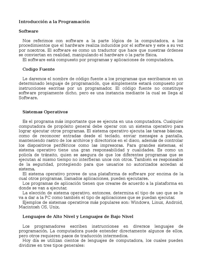 Introducción A La Programacion | PDF | Compilador | Programación