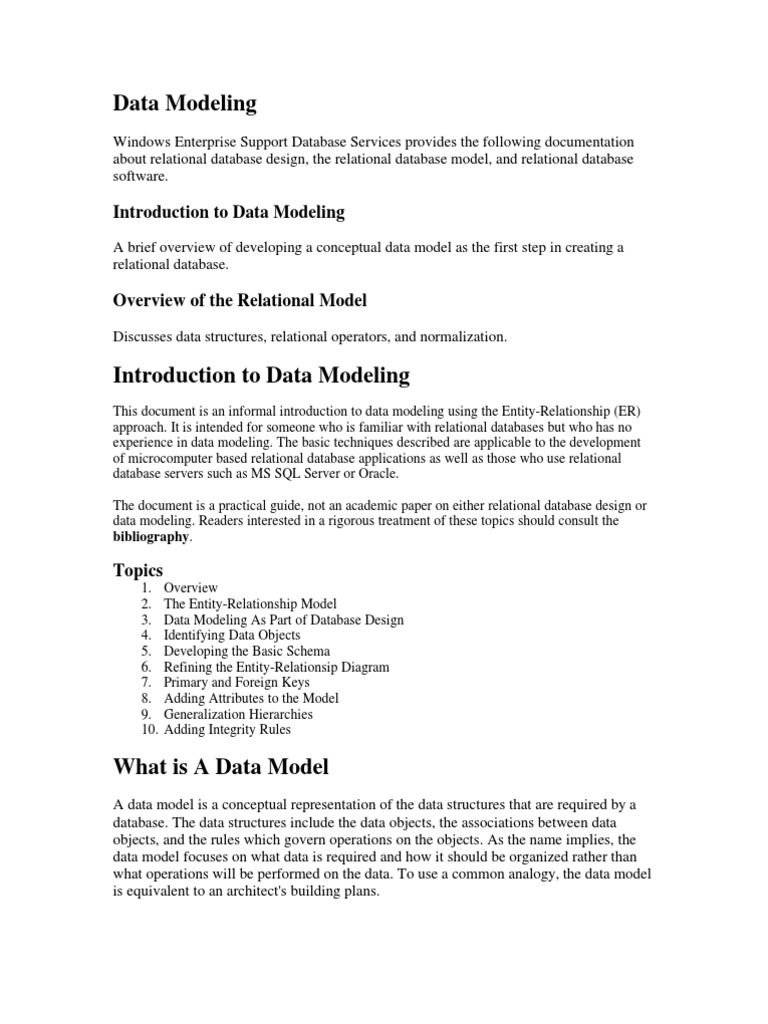 Introduction To Data Modeling | PDF | Conceptual Model | Data Model