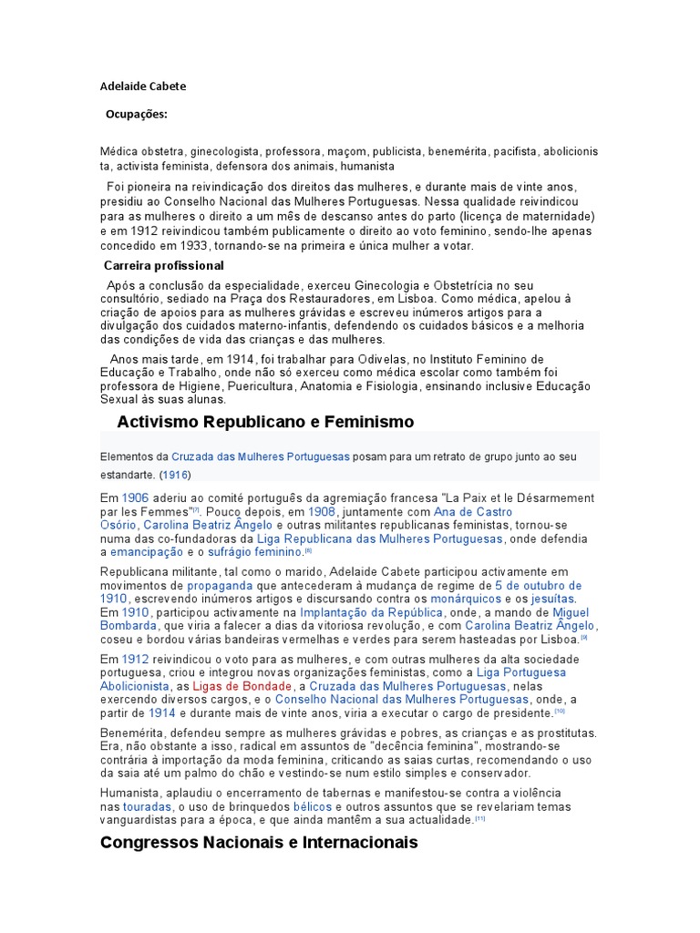 Adelaide Cabete | PDF | Feminismo | Estudos de Gênero