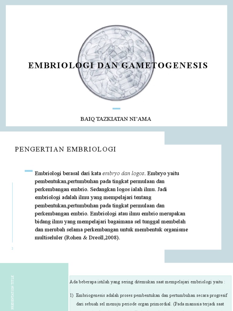 ppt EMBRIOLOGI DAN GAMETOGENESIS | PDF