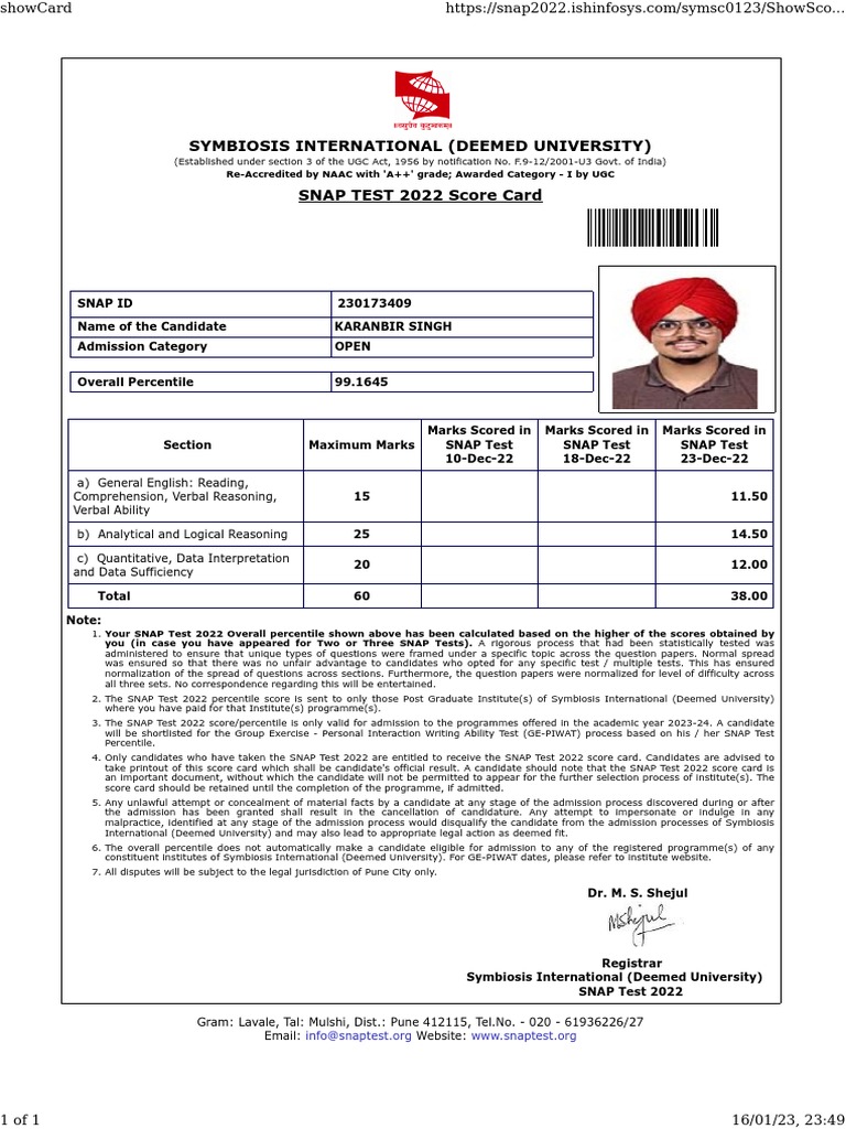 Snap Score Card | PDF