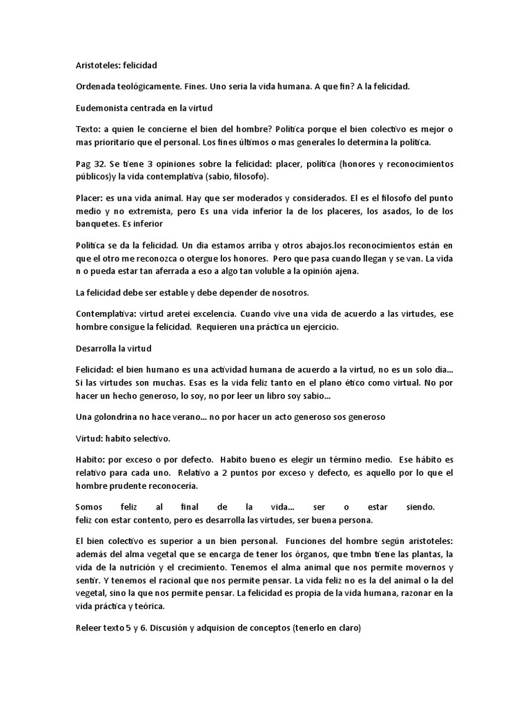 Aristoteles | PDF | Felicidad | Virtud