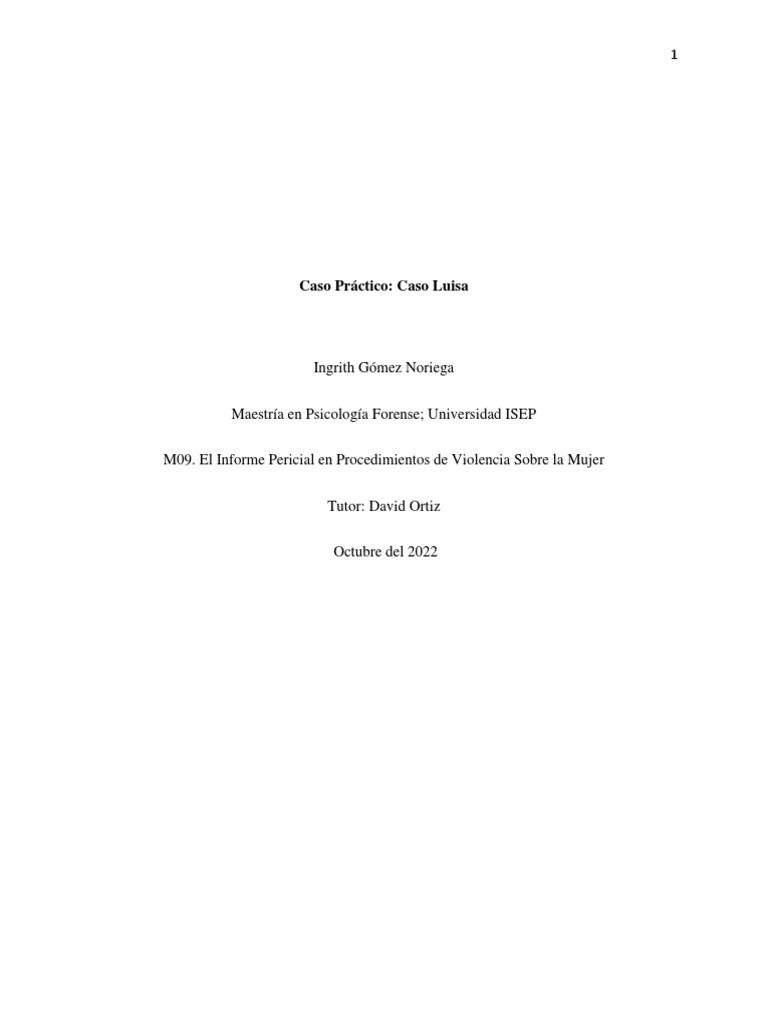M09 Caso Práctico Luisa | PDF | Abuso infantil | Ansiedad