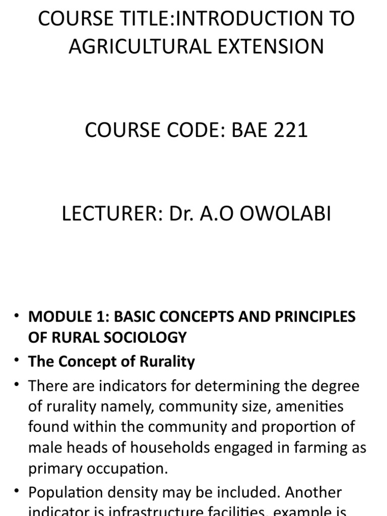 BAE 221 PPT - Introduction To Agricultural Extension | PDF | Sociology ...