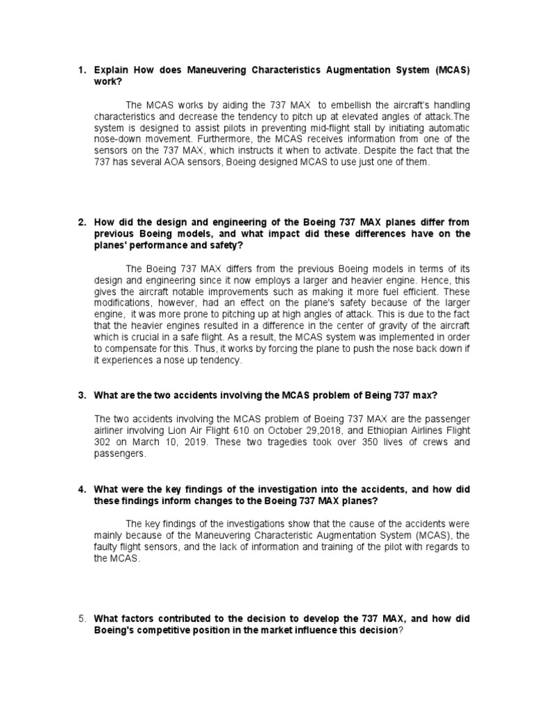 MCAS Impact on Boeing 737 MAX Safety | PDF | Boeing | Aviation ...