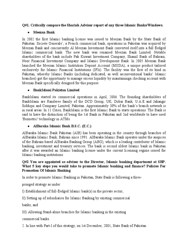 Policies For Promotion of Islamic Banking | PDF | Islamic Banking And ...