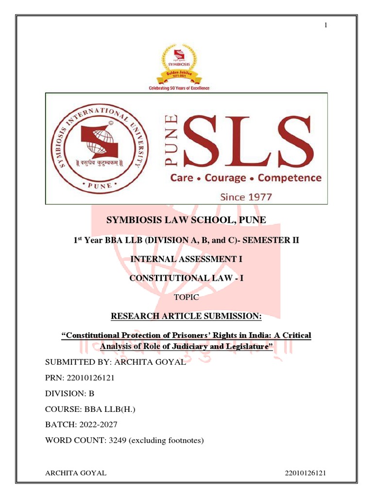 Research Paper On Rights of Prisoners | PDF | Prison | Supreme Court Of ...